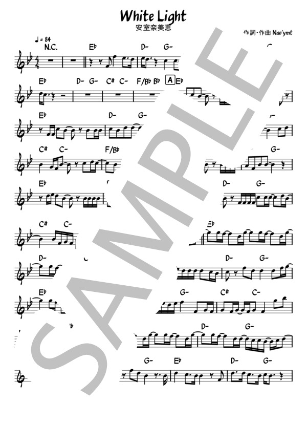 【楽譜】White Light / 安室 奈美恵 (アルトサックス / 初〜中級) - Piascore 楽譜ストア