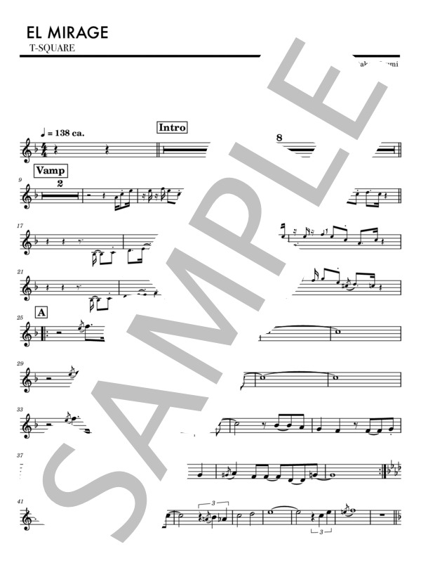 【楽譜】EL MIRAGE / T-SQUARE『完コピ譜』 / T-SQUARE (アルトサックス / 中〜上級) - Piascore 楽譜ストア